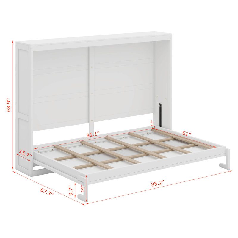 Cosmic Queen Size Horizontal Murphy Bed Wall Bed With LED Lights | Wayfair